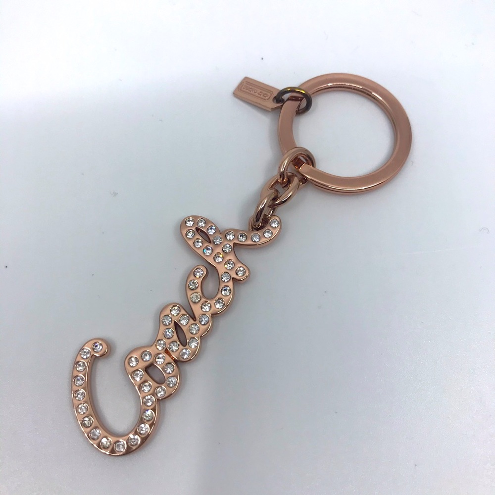 Coach Bedazzled Script Key Ring - Gem